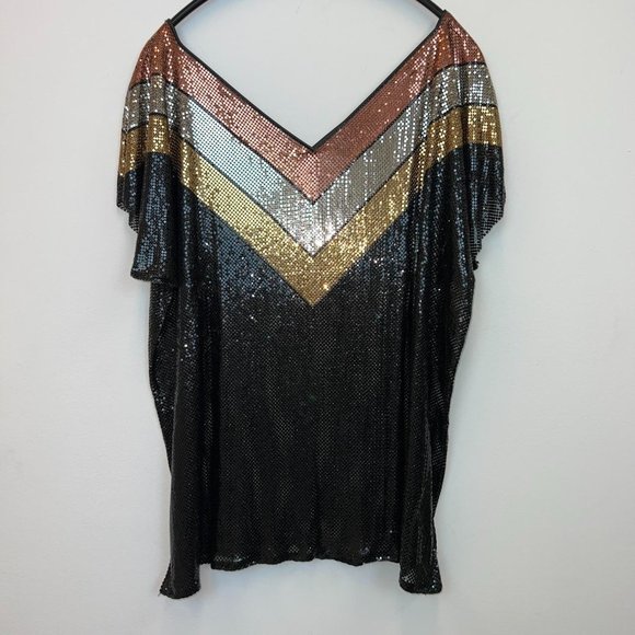 Vintage | Tops | Vintage Womens Black And Gold Luxury Blouse Bronze And ...